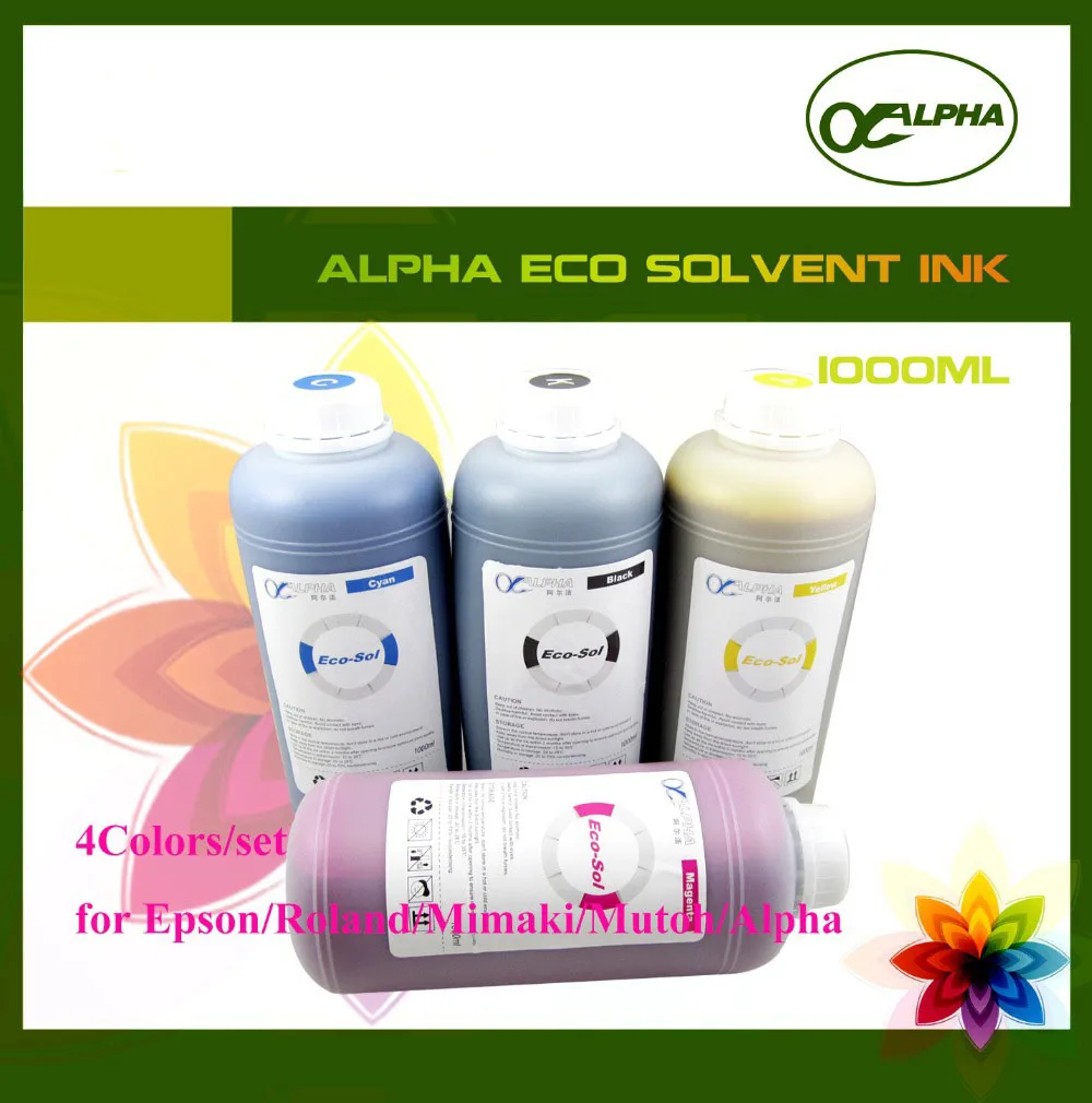 4 colores/set tinta eco solvente para Roland/Mimaki/Mutoh/alpha ...