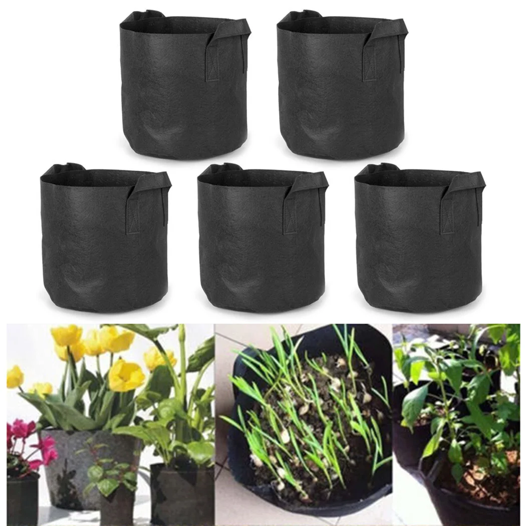 10pcs/Pack Black Round Fabric Grow Garden Pots Breathable Plant Bags ...