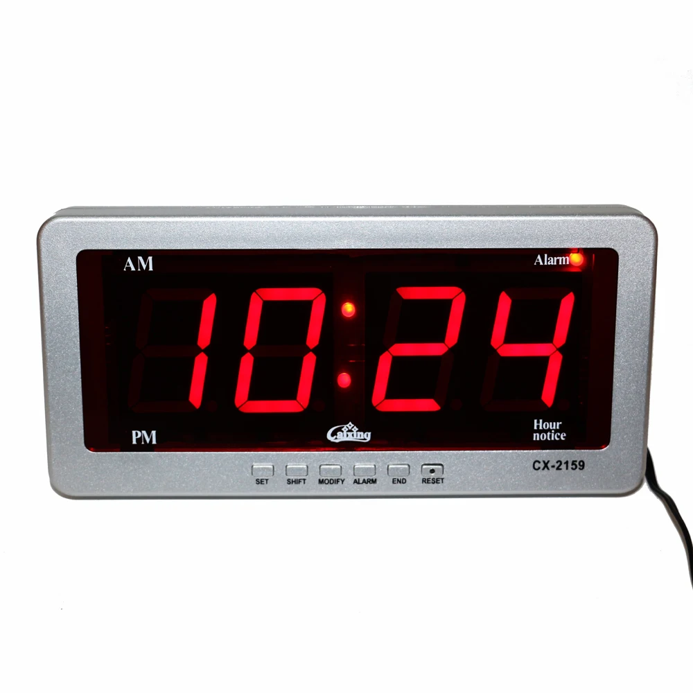 Digital LED Alarm Clock Large Number Desk Clocks Electronic AC Powered ...