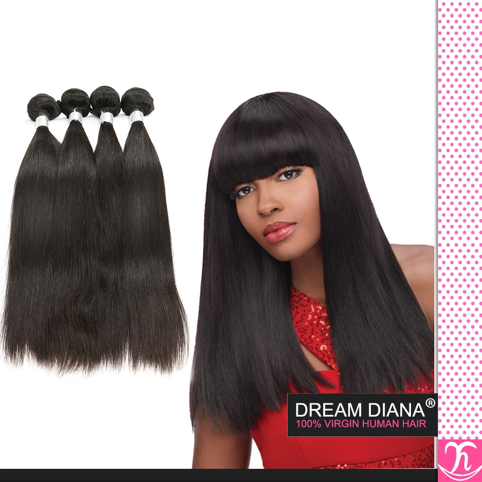 Pelo virgen sin igual pelo lacio malayo 4 mechones negro azabache pelo ...