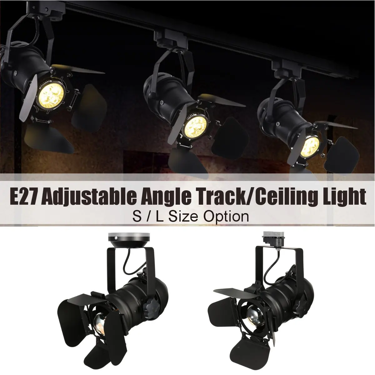 Adjustable E27 Iron Loft Track Ceiling Light Pendant Lamp Ceiling ...