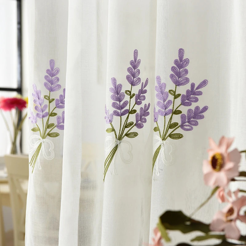 Gasa Pastoral para sala de estar, tul transparente con bordado 3D ...