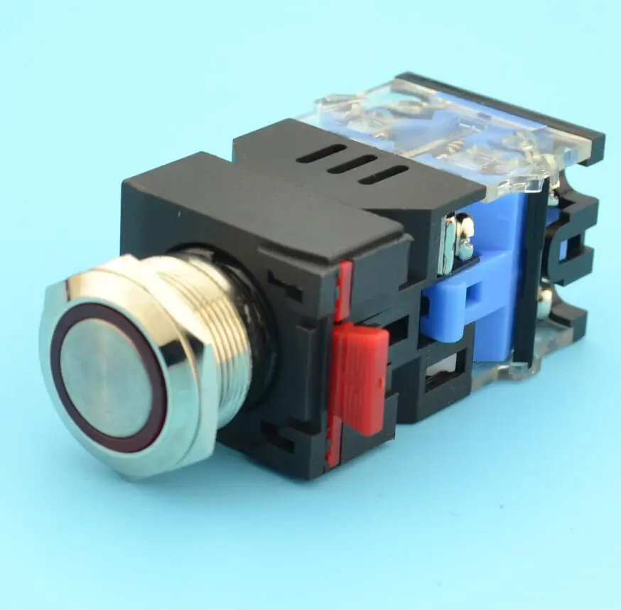 10A 22mm 12V LED illuminuted push button switch with metal head ...