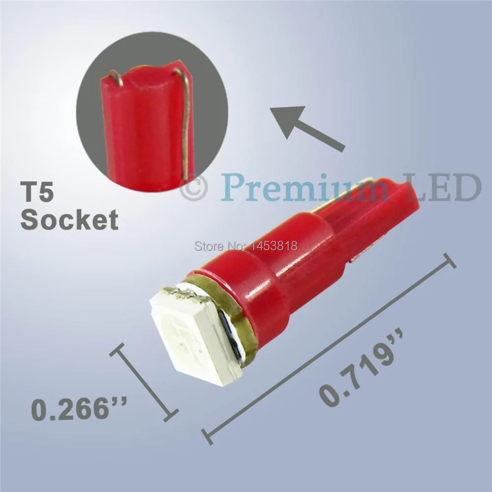 6 unids T5 1 5050 SMD Gauge Dashboard Wedge Car Auto 1 LED bombilla ...