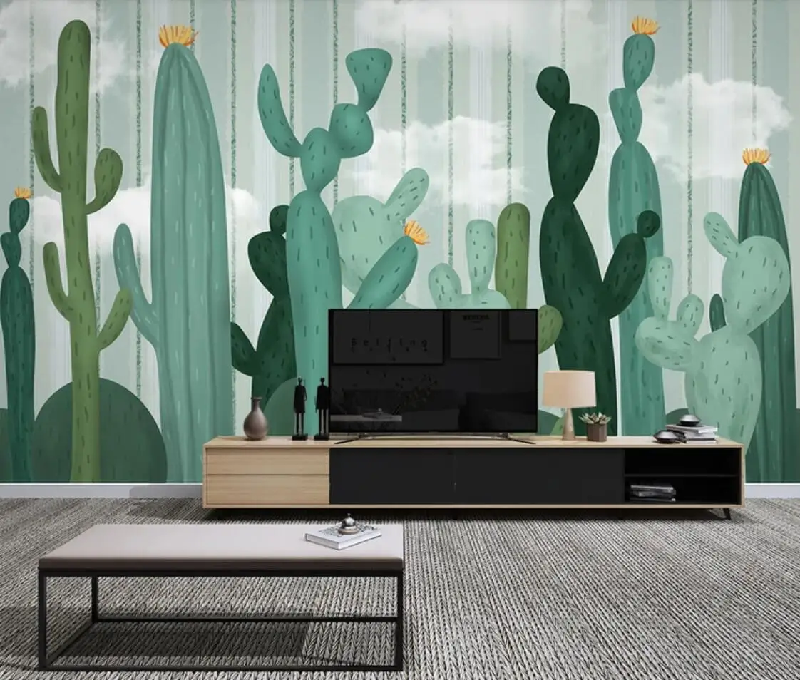 Cacti-Flower-Wallpaper-Mural-Bedroom-Contact-Paper-Murals-3d-Photo-s ...