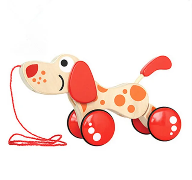 Free Shipping Wooden Puppy Dog Pull Push Toy for Boys Girls Kids ...