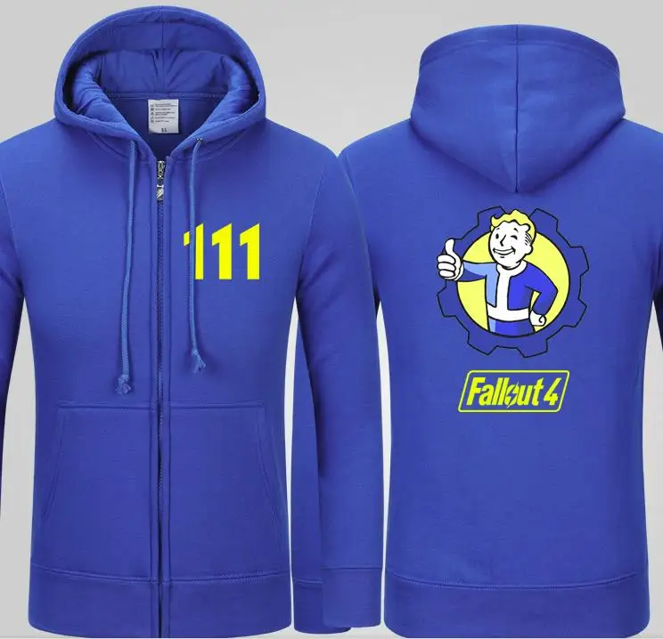 Mens Casual Game Fallout 4 Hoodies Printing Pattern Black Blue Cotton ...