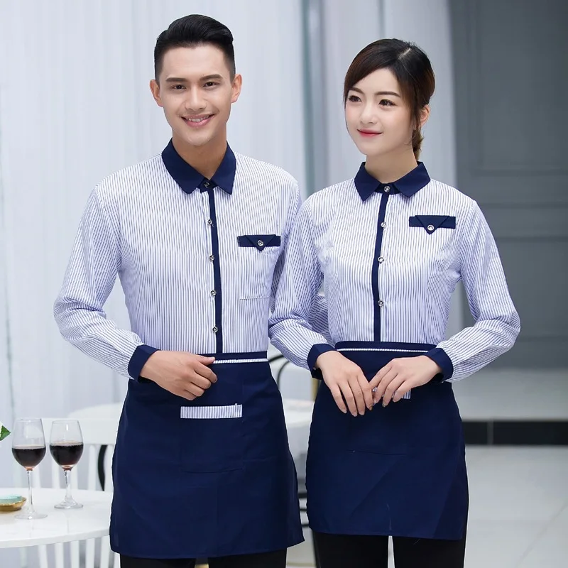 Autumn Winter Hotel Waiter Uniform Chinese Coffee Shop Attendant Long