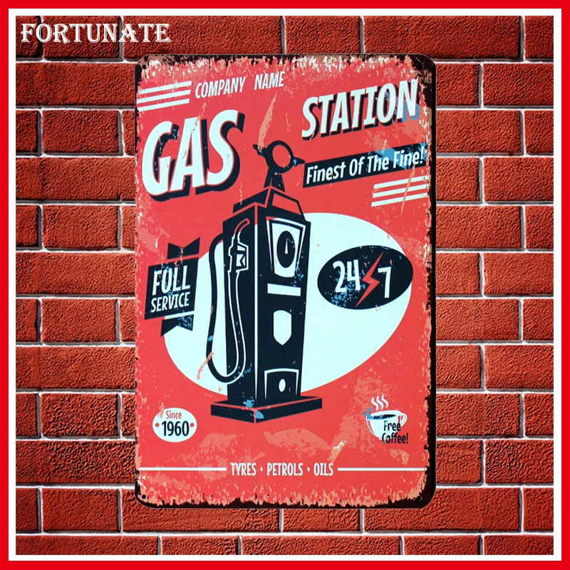 Hot Since 1960 GAS Station Vintage Metal Signs Home Decor Vintage Tin ...
