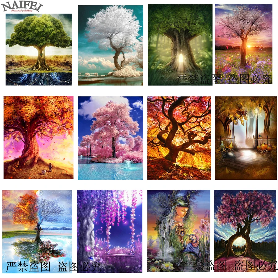 landscape 5d Diamond embroidery,DIY diamond Painting"Tree family"5D ...