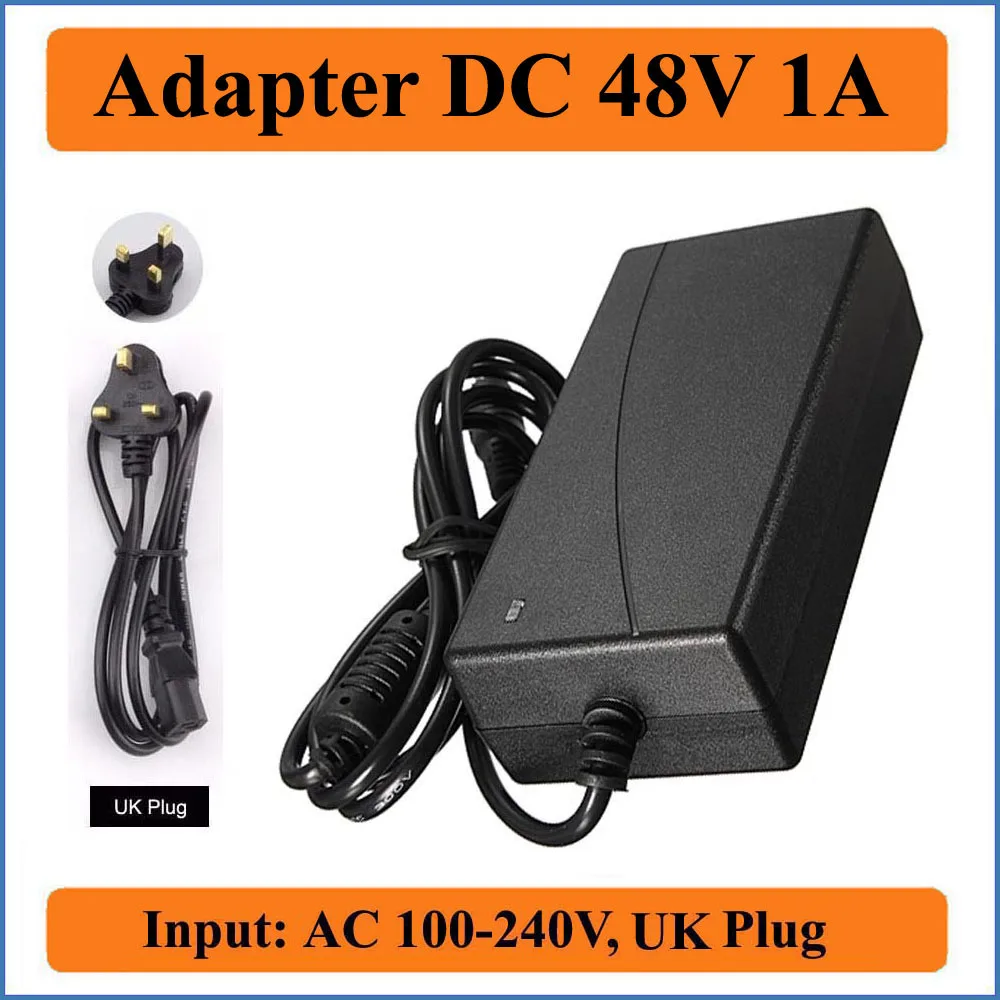 48V 1A UK Plug AC DC Adapter AC 100 240V Converter to DC 48V 1000mA 48W ...