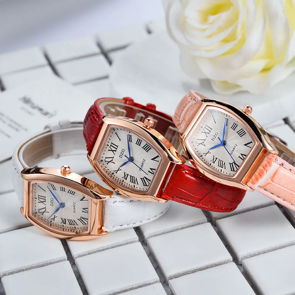 Fashion Color Strap Digital Dial Leather Band Quartz Analog Wrist ...