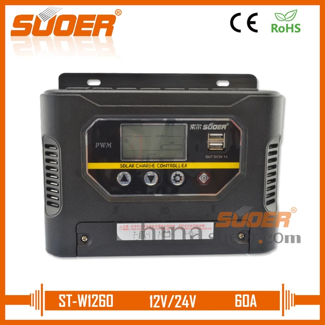 Suoer Pwm Solar Charge Controller Manual 12V 24V 60A Solar Charger Controller ST W1260 in suoer-pwm-solar-charge-controller-manual-12v-24v-60a-solar-charger-controller-st-w1260-in