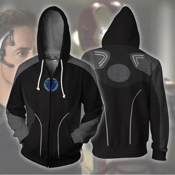 Iron Man Cosplay Costume Tony Stark Hooded Sweatshirt Jacket - Cosplay ...
