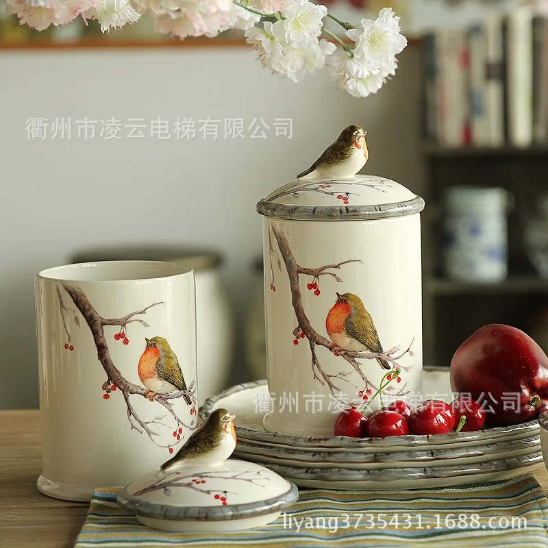 Rural Ceramic Tableware Painted Robin Bird Creative Ceramic Mug Relief ...