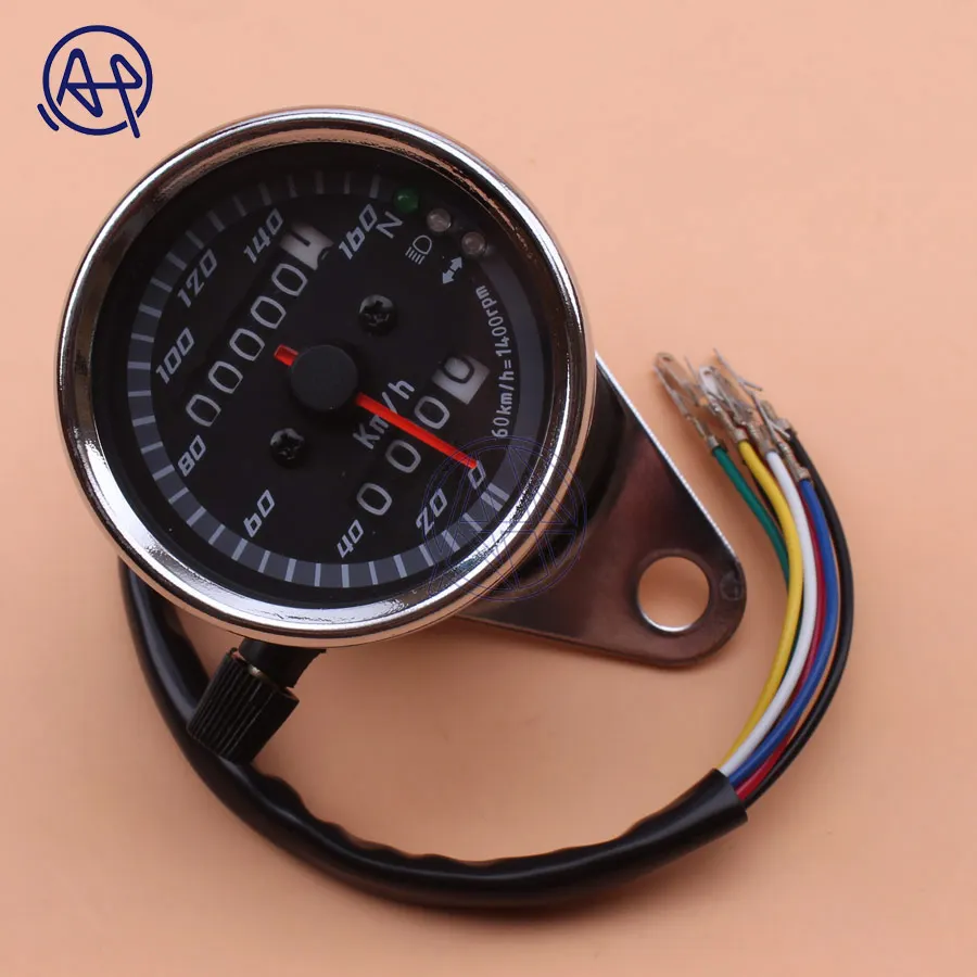 1pcs Brand New Universal Motorcycle Dual Odometer Speedometer Gauge Led ...