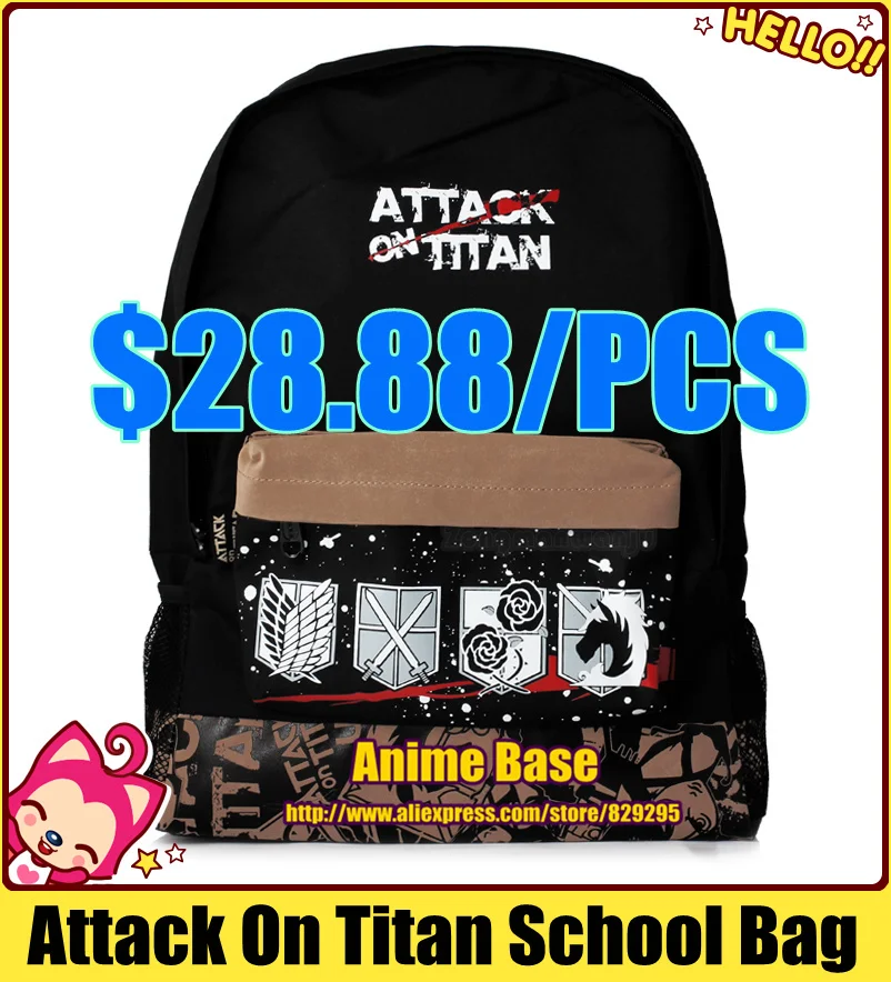Anime Base, Attack On Titan Bag , Giant school bag backpack , fashion ...