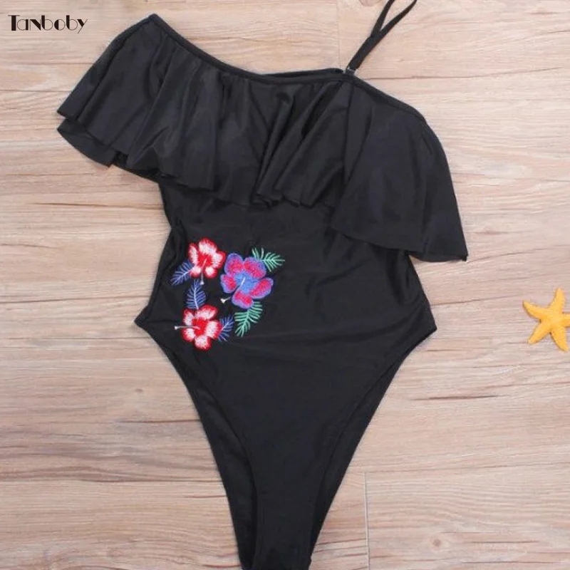 Retro 1 Piece Swim Suit Black Bathing Suits Trikinis For Womens One ...