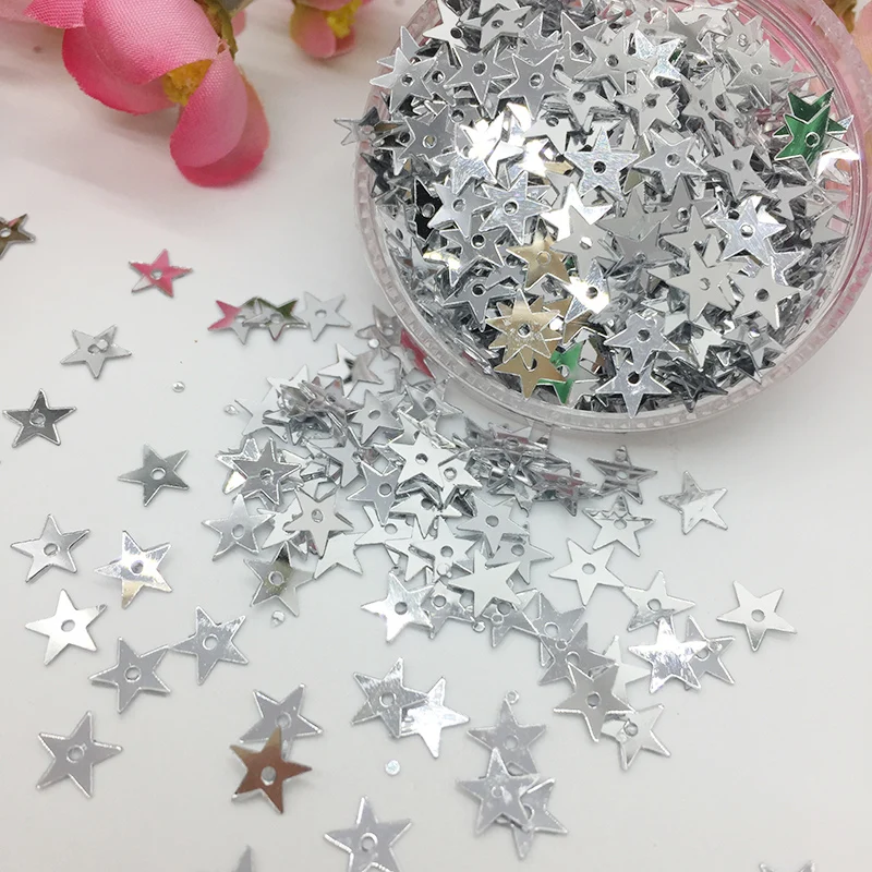 LNHOME 50g/Lot 7mm Silver Star Sequins Shining Small Flake PVC ...