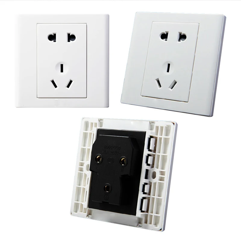 5 Pins Surface Mounted Pure White 86 Type Wall Socket Panel Outlet ...