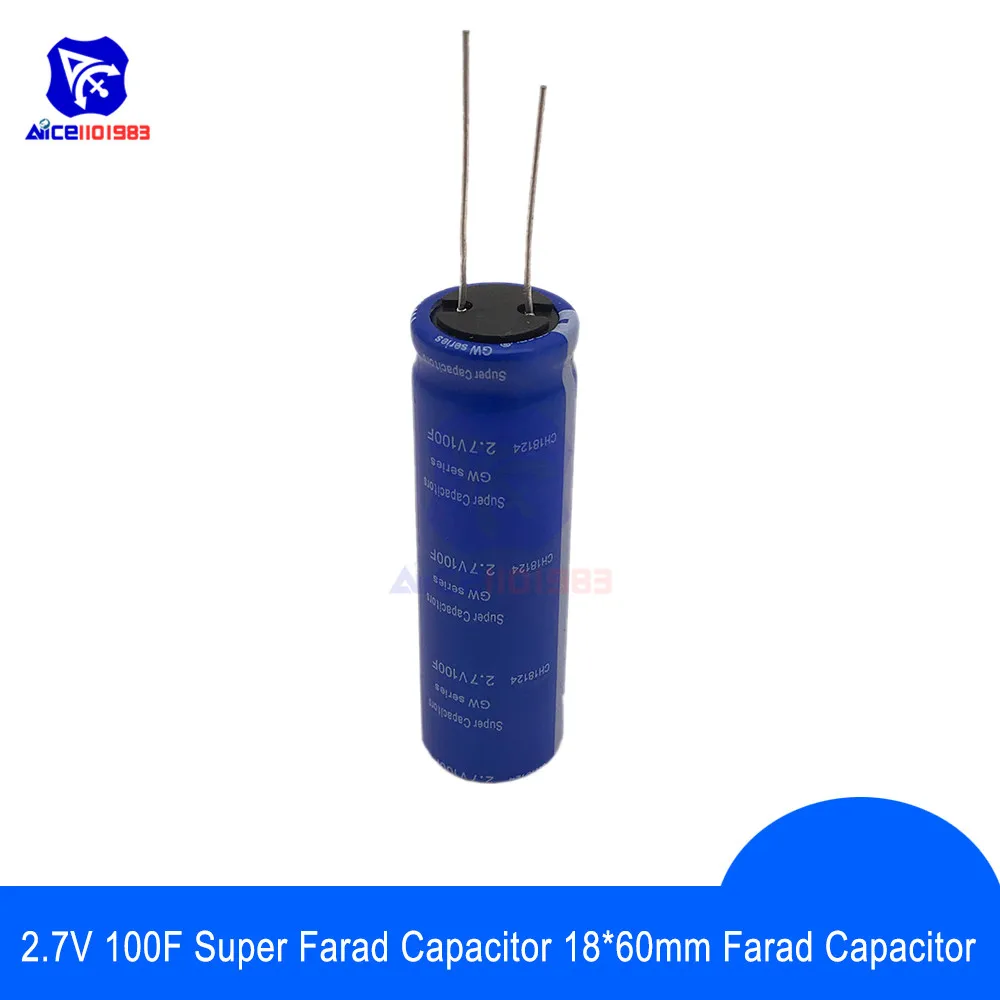 Super Farad Capacitor 2.7V 100F 18*60mm High Frequency Low ESR 2.7V100F Super Capacitor for Car ...