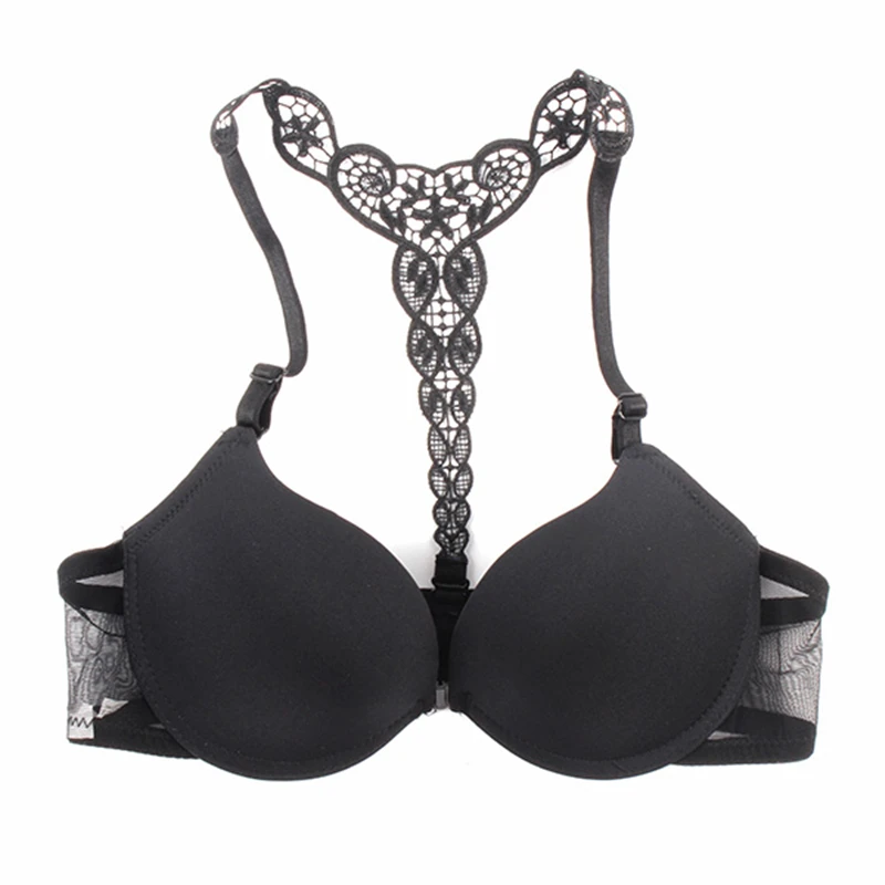Sexy Push Up Bras For Women Front Closure Lace Racer Back Seamless