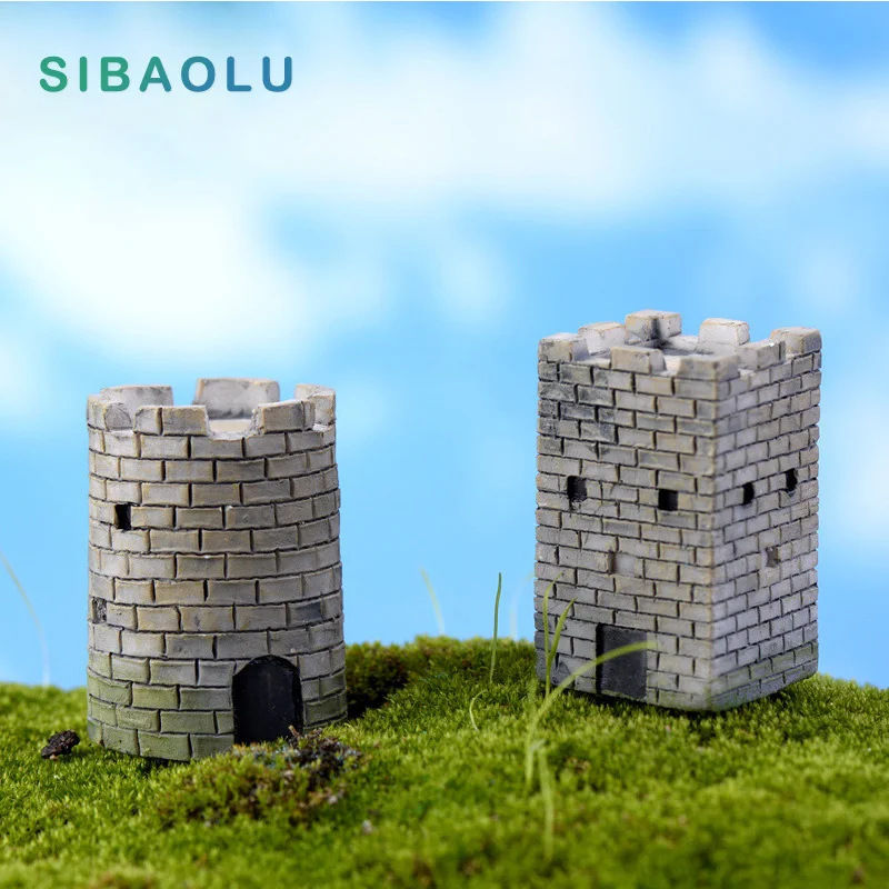 1pc Resin Ancient Castle Figurine Landscape Figure Home Decor Miniature ...