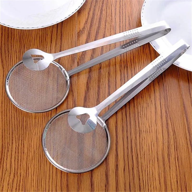Stainless Steel Filter Spoon With Clip Multi function Food Oil Frying ...