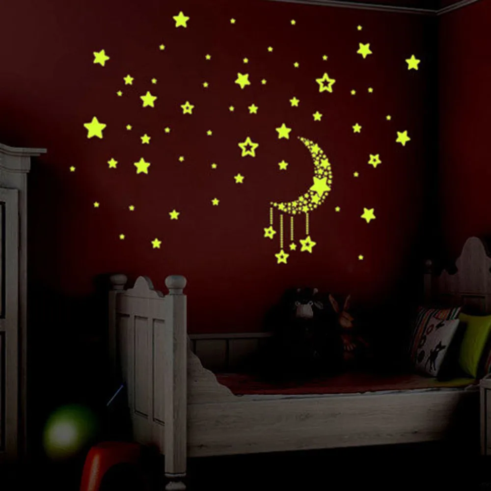 Wall Stickers for kids room night sky Fluorescent Glow In The Dark ...