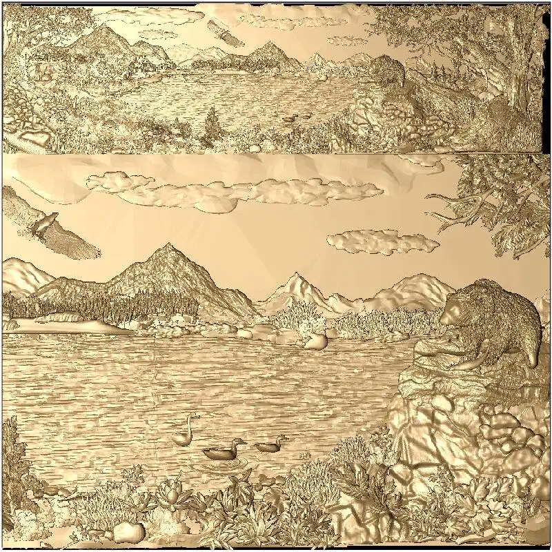 Scenery Bears 3d Model Stl Relief For Cnc Stl Format Tropical Panorama