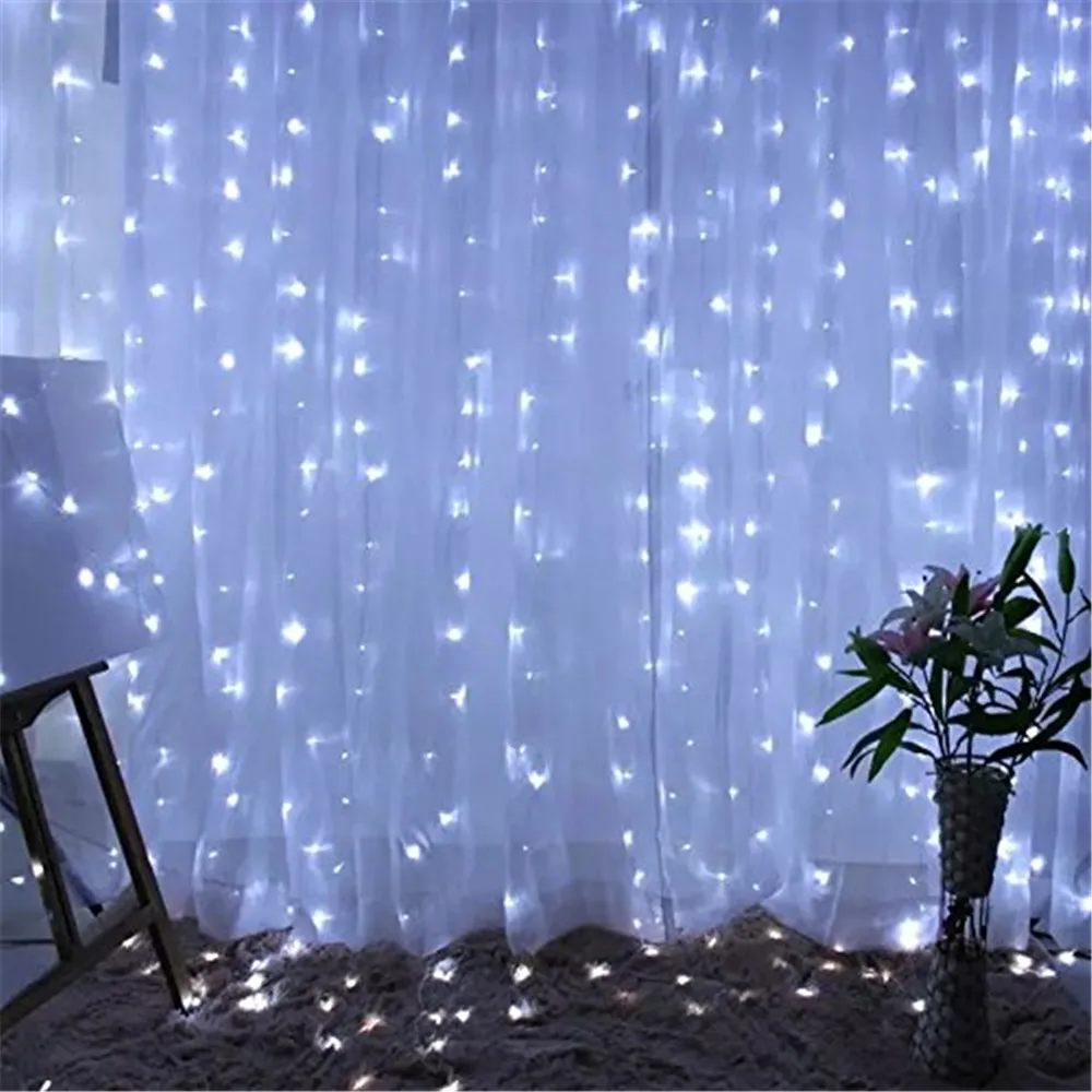 Kmashi 2pcs/lot LED Curtain Light String Lights 3x3M 300led Fairy ...