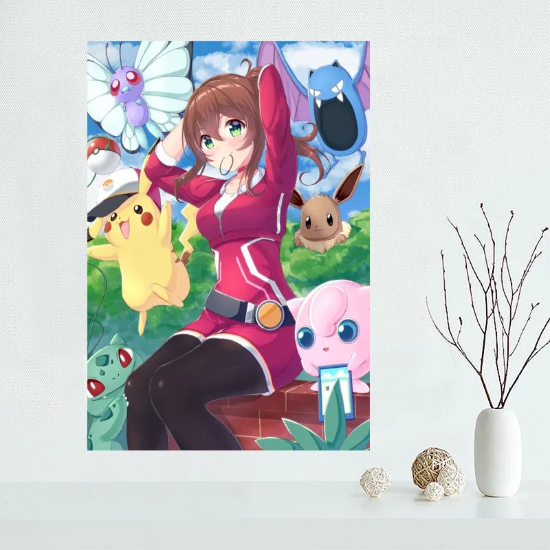 Nice Pokemon Pikachu Cartoon Poster Custom Satin Poster Print Cloth ...