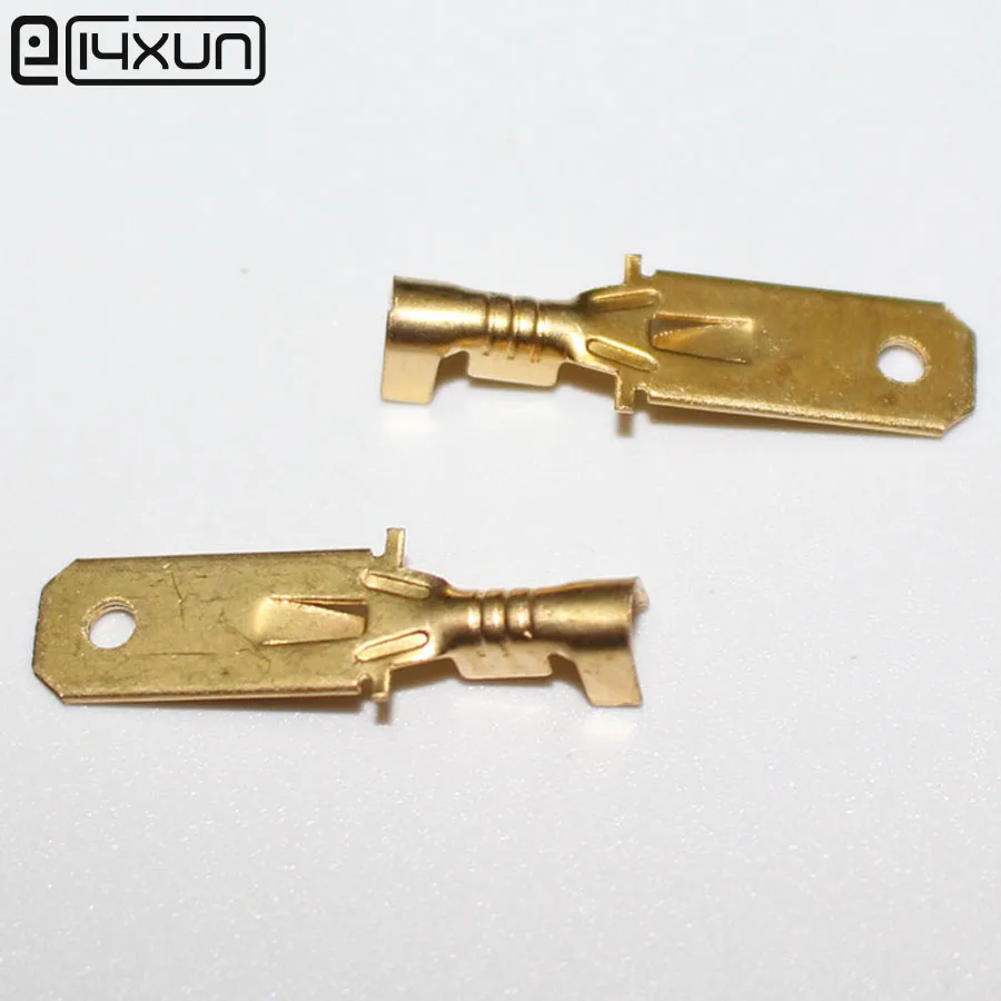 50pieces 6.3mm male spade terminal connector copper splice crimp wire ...