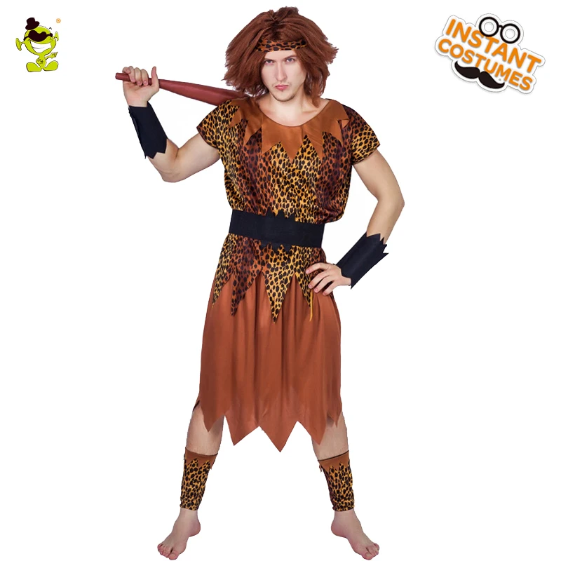 Adult Men's Jungle Caveman Cosplay Costume Stone Age Stage Performance ...