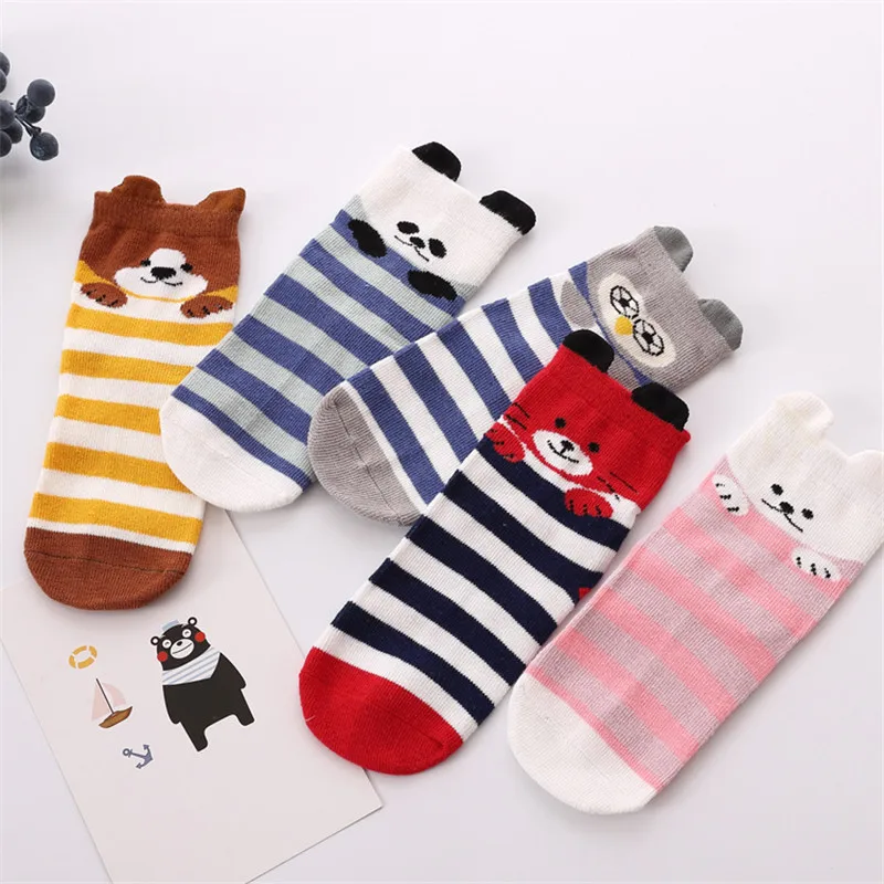 5 pair /1 lot spring & autumn kids socks cotton cartoon animal children ...
