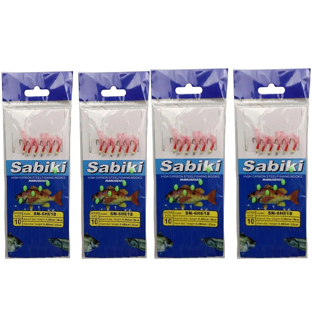 5 Pack Fishing Sabiki Bait Rigs with Luminous fish attractors. - Easy ...