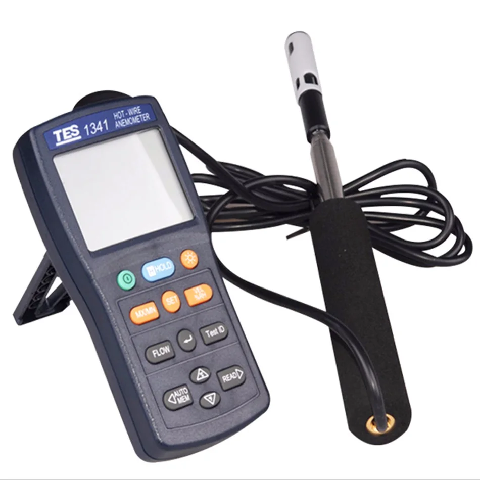Tes-1341 Hot Wire Thermo Anemometer Hvac Air Flow Air Velocity Tester ...