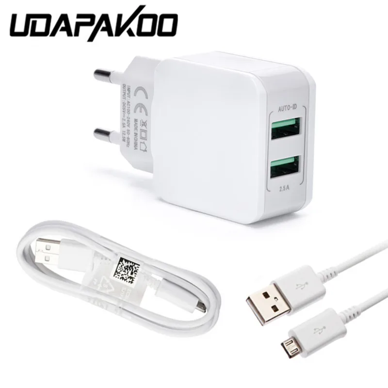 2 USB port EU Charger Adapter + 1m micro usb quick charge cable For ...