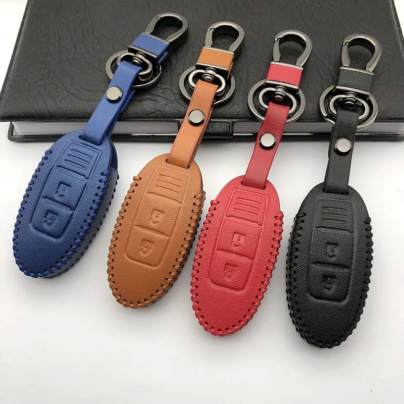 Leather-3-Bfutton-car-Smart-key-fob-cover-case-Bag-skin-For-Nissan ...