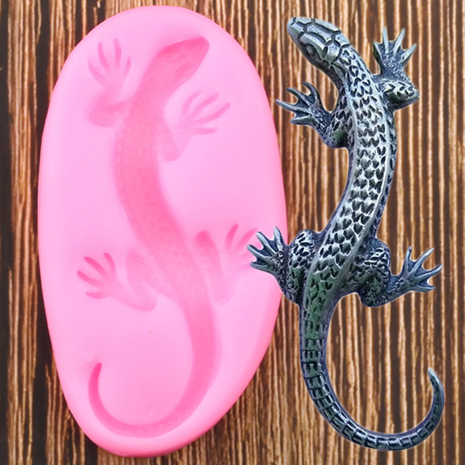 3D Lizard Gecko Silicone Mold Fondant Polymer Clay Resin Molds Cake ...