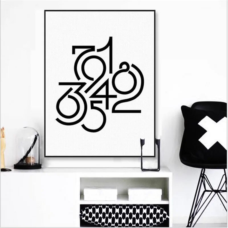 Minimalist Original Number Design Typography Canvas Big Art Print ...