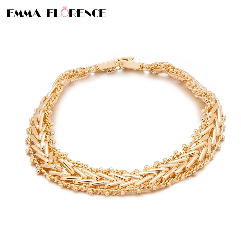 Trendy Golden Tarwe Visgraat Gevlochten Unieke Stijl Ketting Link Wrap ...
