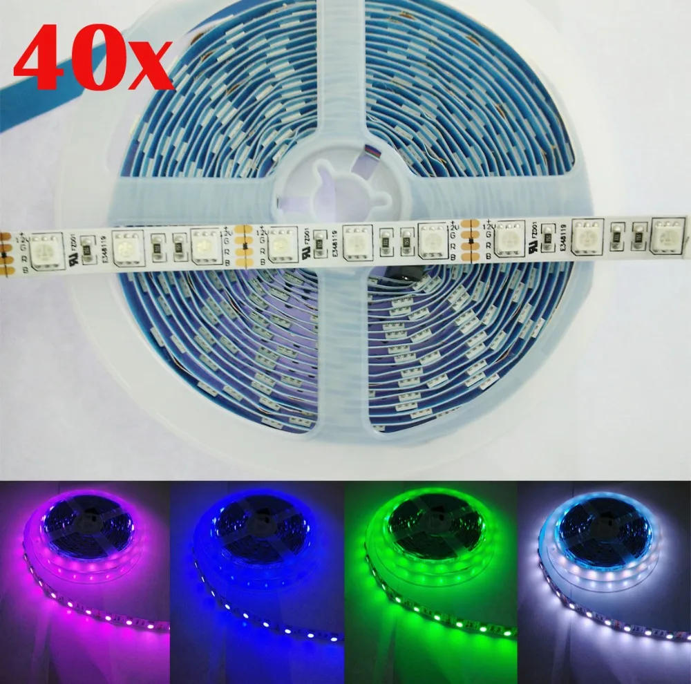 3 년 보증 무료 DHL 200m 높은 밝은 한국 칩 300LED 비 방수 DC12V 5050SMD RGB LED 스트립 빛 ...