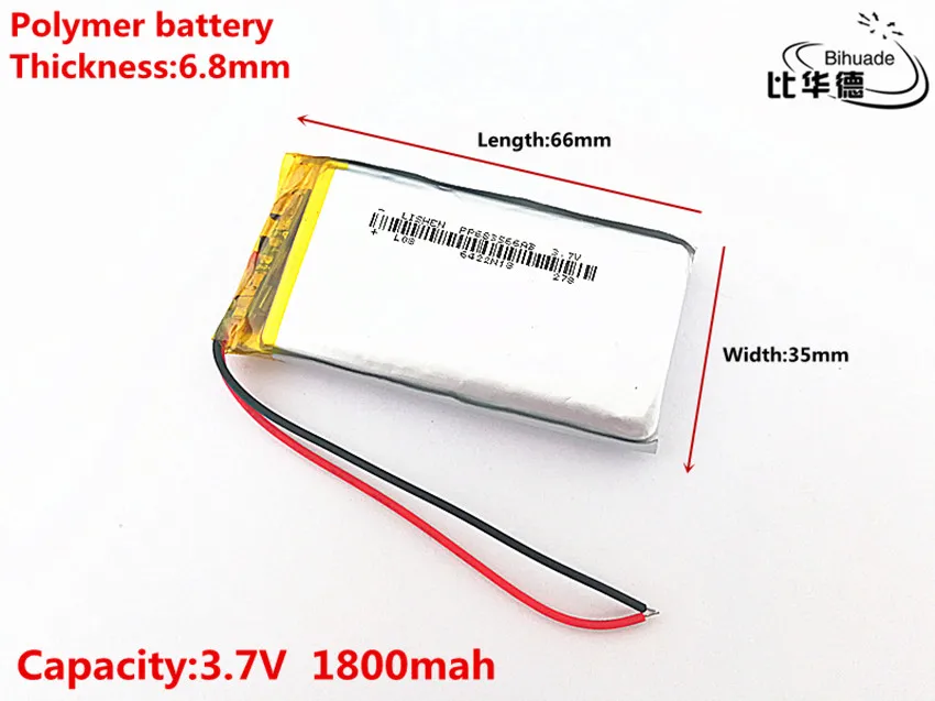 3.7V 1800mAH 683566 Polymer lithium ion / Li ion Rechargeable battery ...