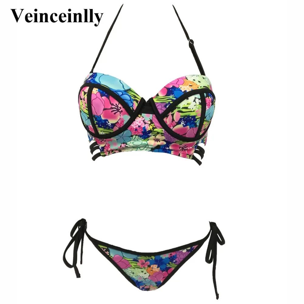 Floral Bather Sexy Bikini Set Bra Cup Push Up Bikini Two Pieces