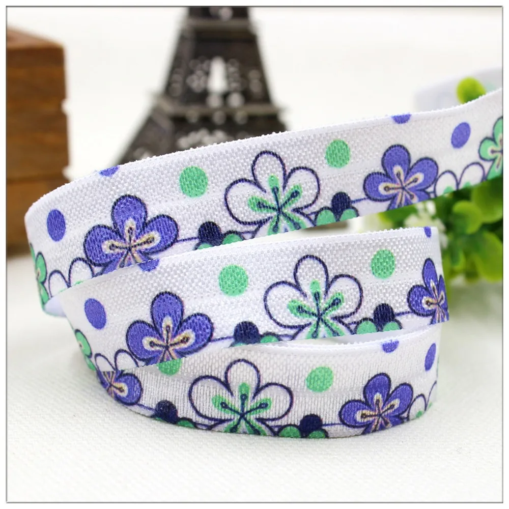 1571455 , width 16MM , Fold Over Elastic Ribbon Printed with flower ...