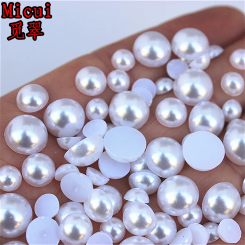 Half Pearl Round Bead Flatback | Pearls Decoration Crafts White - 6/8 ...