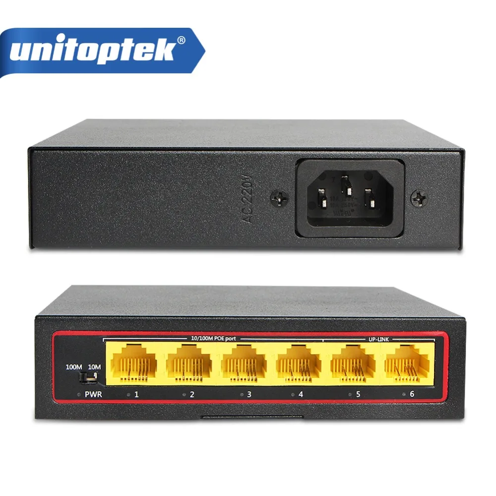 6 Port Network 10/100Mbps 2 Up Link 4CH POE Switch , 4 Ports 100Mbps ...