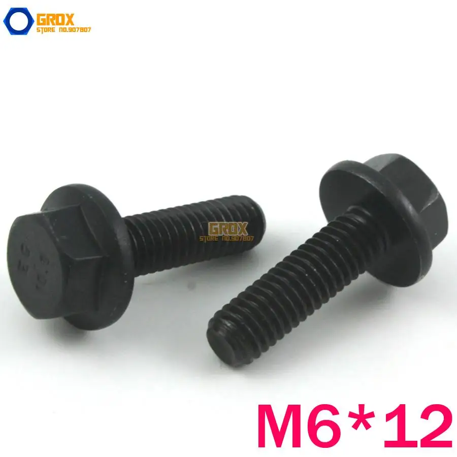25 Pieces M6*12mm 10.9 Grade Alloy Steel Flange Hex Bolt Screw - Bolts ...