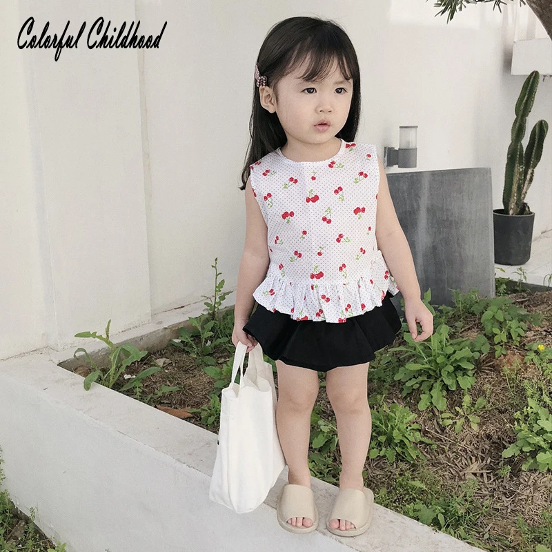 0-3 Years Old Baby Girl Sleeveless Cherry Pattern Shirt Summer Fashion ...